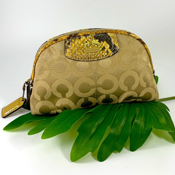 Coach | Bags | Coach Domed Fabric Makeup Bag With Python Accent | Poshmark